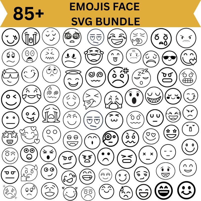 Emoji Face SVG Bundle, Clipart Cut Files (digital Download) - Etsy