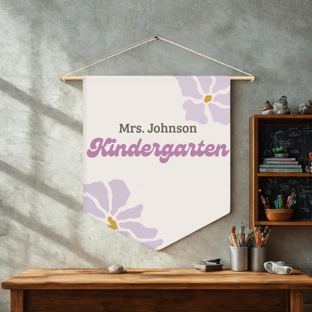 Kindergarten Pennant Banner, Teacher Gift, Custom Name Personalized ...