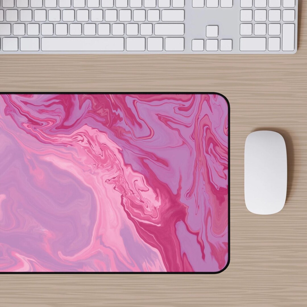 Marbled Pink Desk Mat: Neoprene Home Office Decor - Etsy