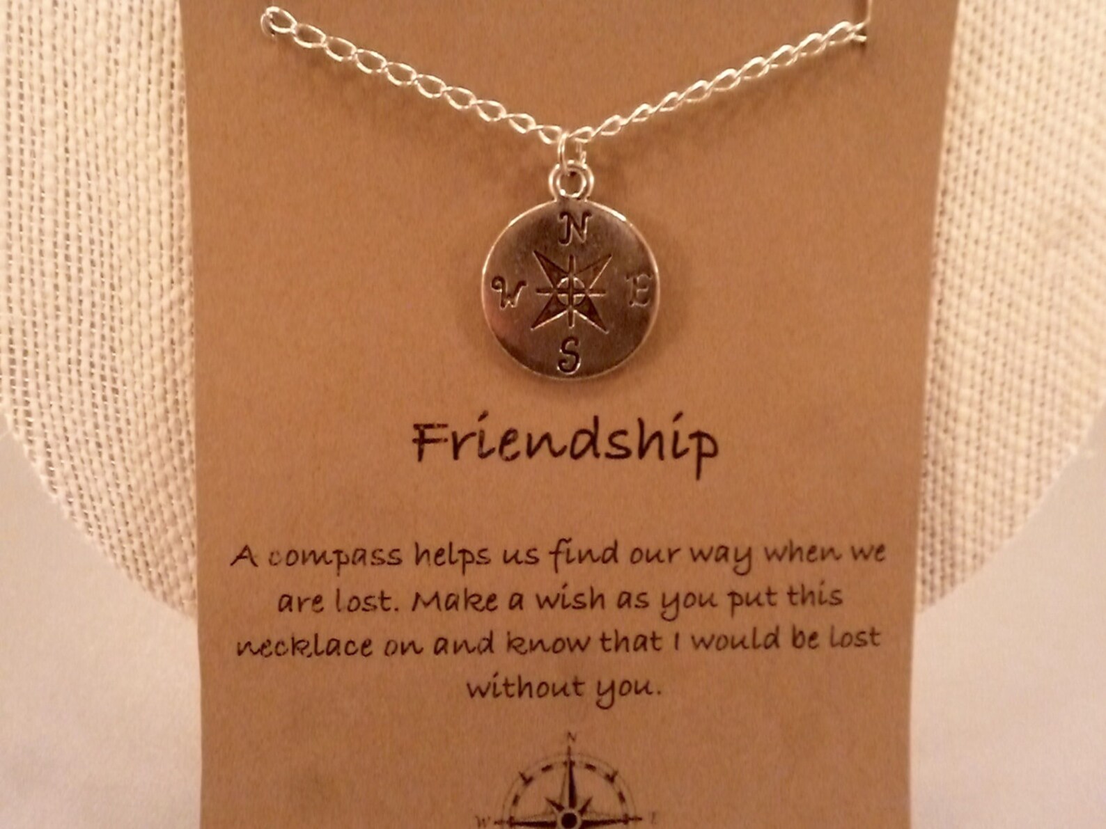 Compass Charm Necklace: Silver Tone Friendship Compass | Etsy