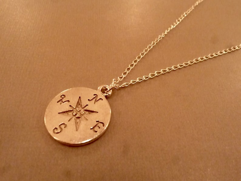 Compass Charm Necklace: Silver Tone Friendship Compass - Etsy