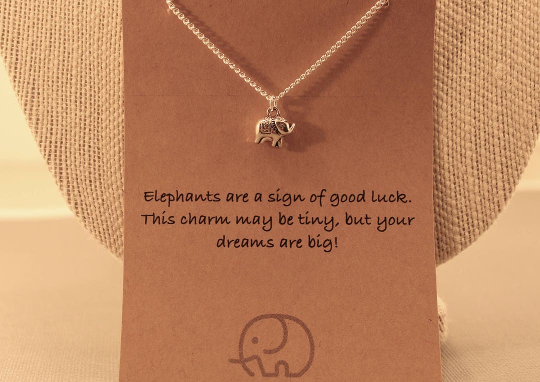 Elephant Wish Necklace: Tiny Elephant Charm Necklace, Wish Jewelry ...