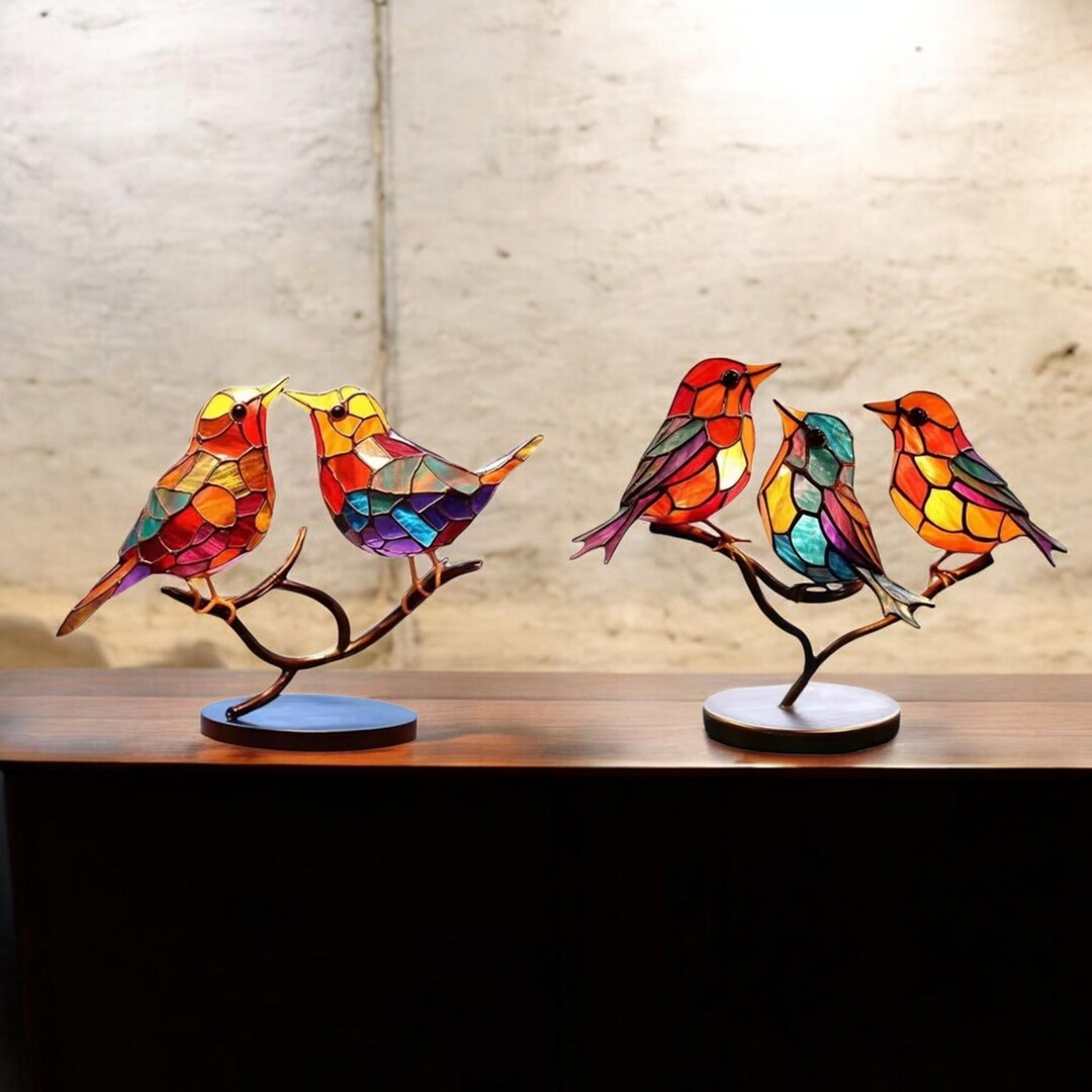 Acrylic Bird Statue – Multicolor Desktop Ornament, Modern Birds ...