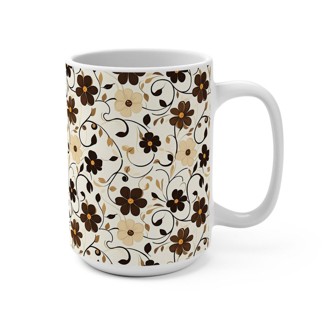 Floral Pattern Mug, Vintage Coffee Cup, Gift for Her, Tea Lover's Mug ...