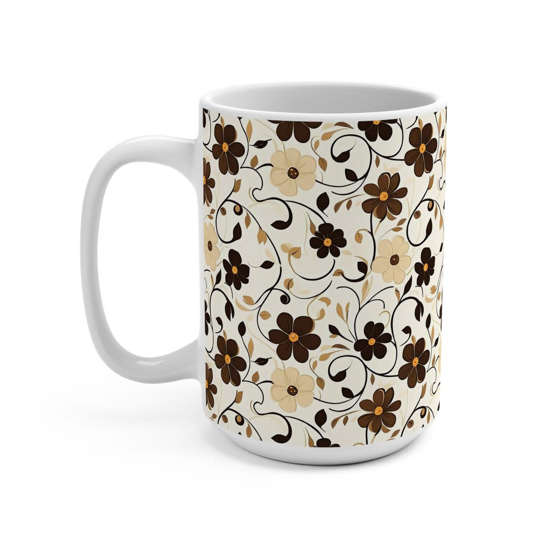 Floral Pattern Mug, Vintage Coffee Cup, Gift for Her, Tea Lover's Mug ...
