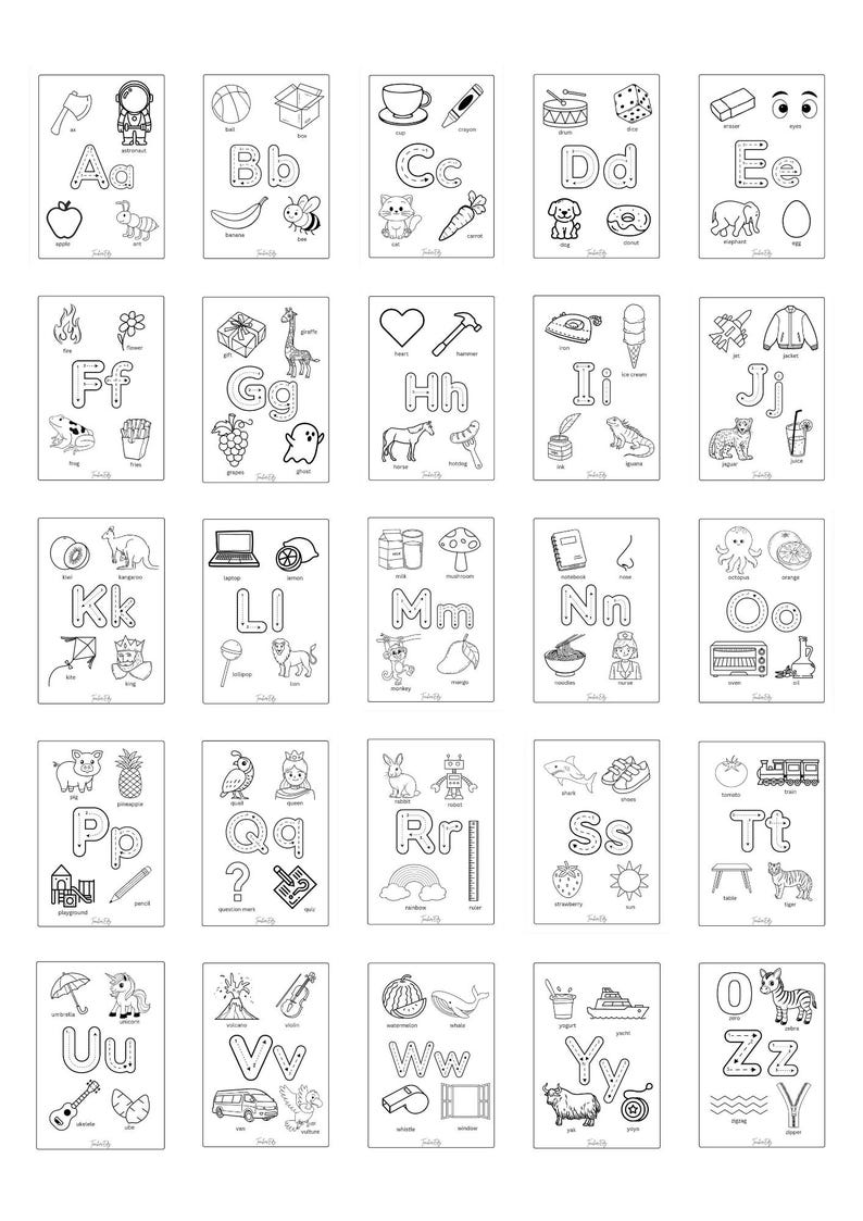 Alphabet Coloring Pages Bundle: A-Z Printable Learning (PDF Download ...