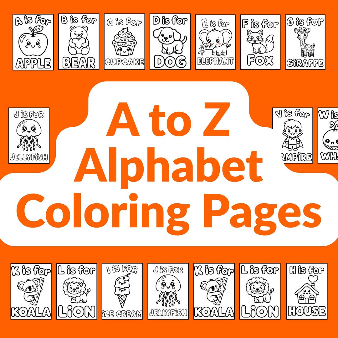 A to Z Alphabet Coloring Pages | Printable PDF for Kids - Etsy Canada