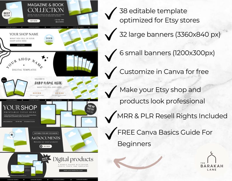 Etsy Shop Banner Template Bundle, 38 Editable Canva Banners & Mockups ...