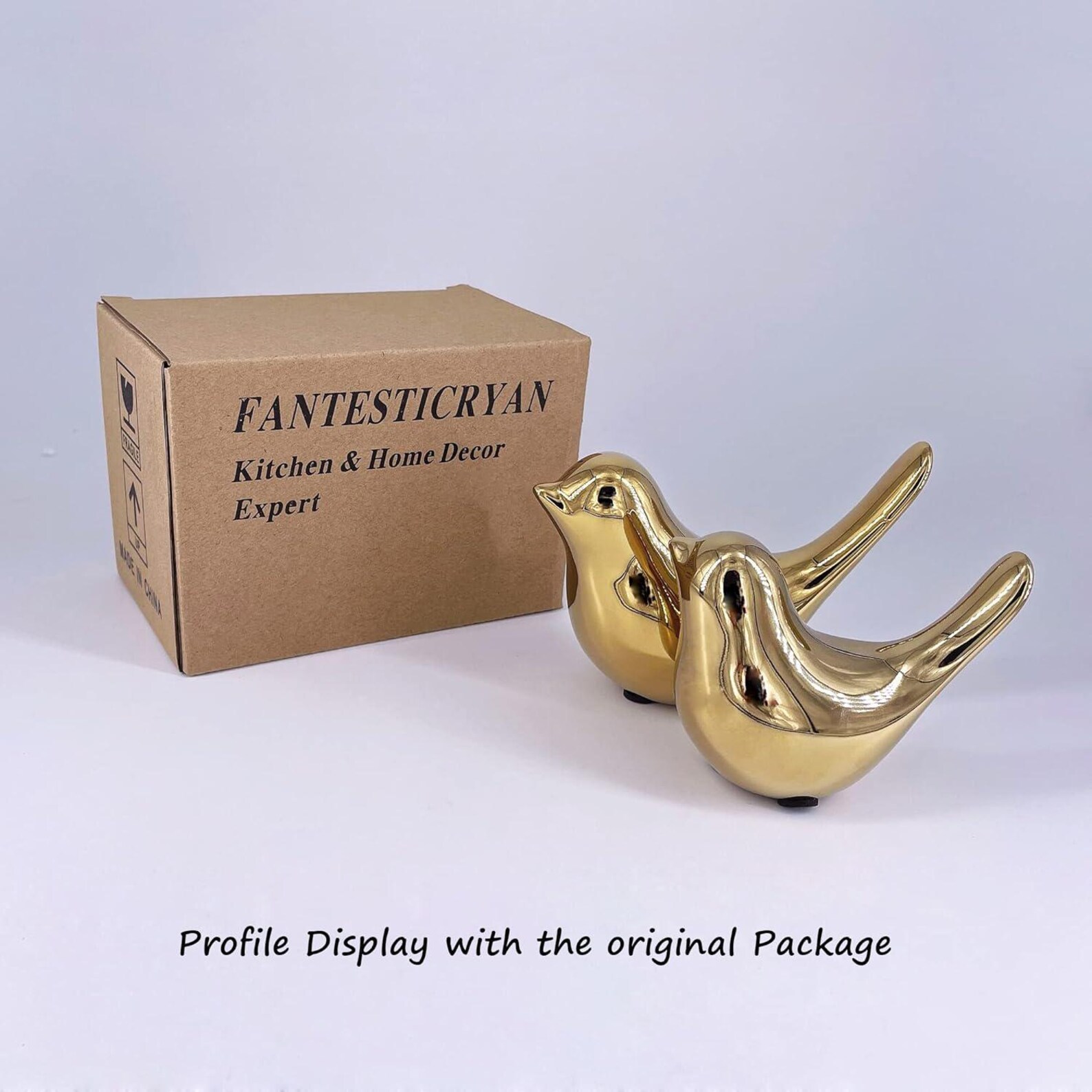 FANTESTICRYAN Small Birds Statues Gold Home Decor Modern Style Figurine ...