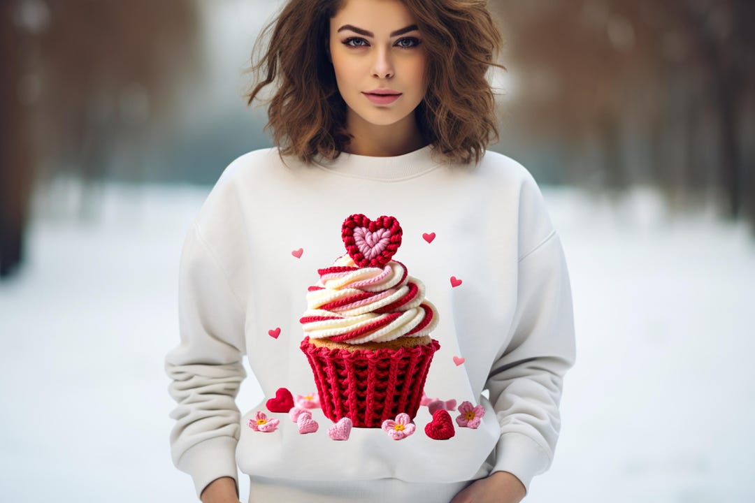 Valentine Cupcake Croquette Faux Yarn Design - 300 DPI Sublimation Art ...
