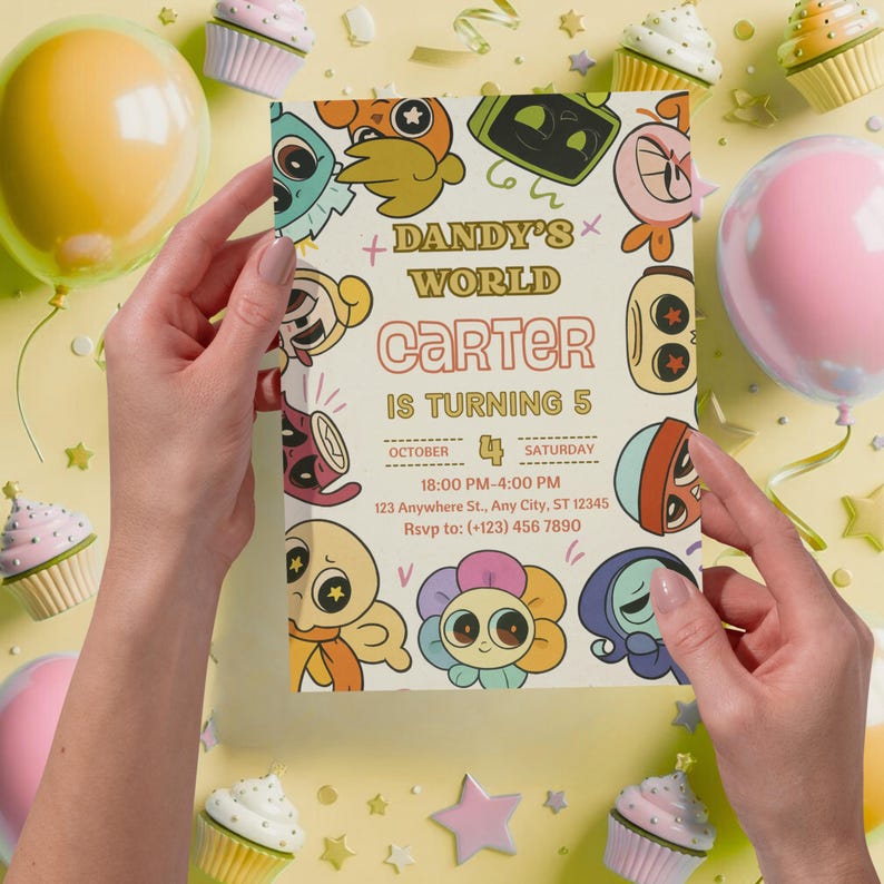 Dandy’s World Birthday Invitation | Twisted Toon Party Invite ...