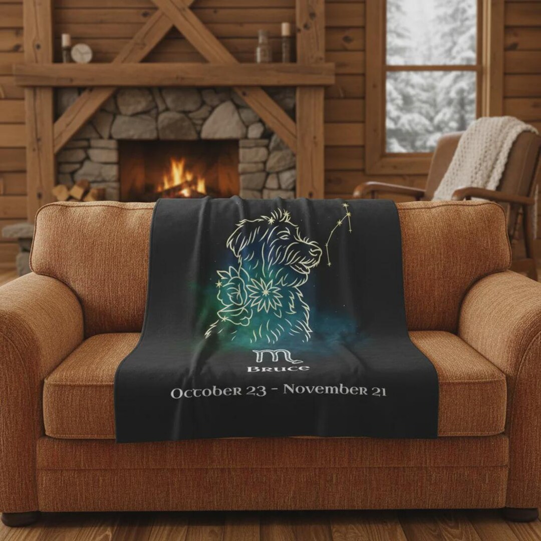 Scorpio Birthday Gift | Custom Dog Blanket, Zodiac Pet Portrait ...