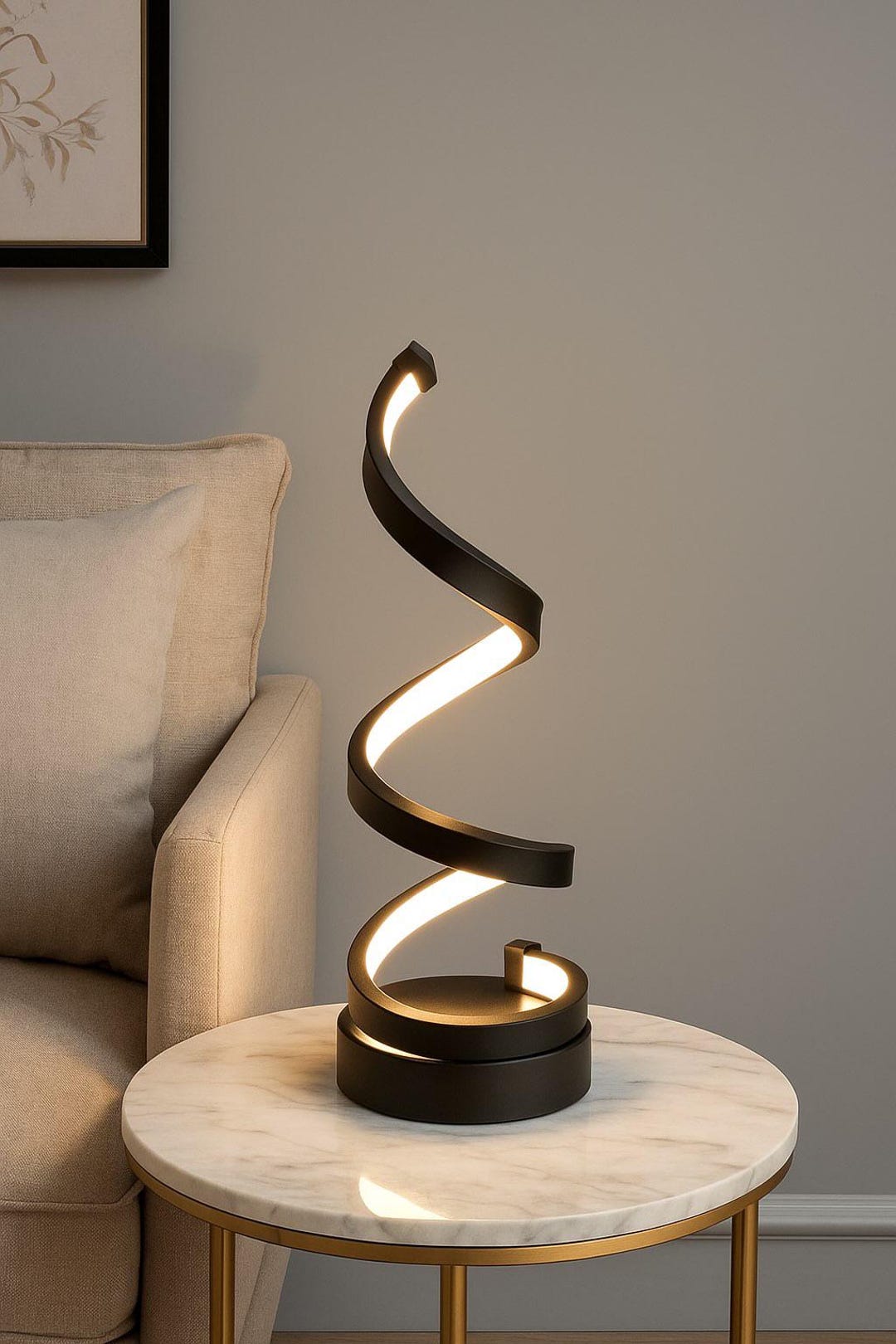 Modern Spiral LED Table Lamp – Elegant Minimalist Design - Etsy