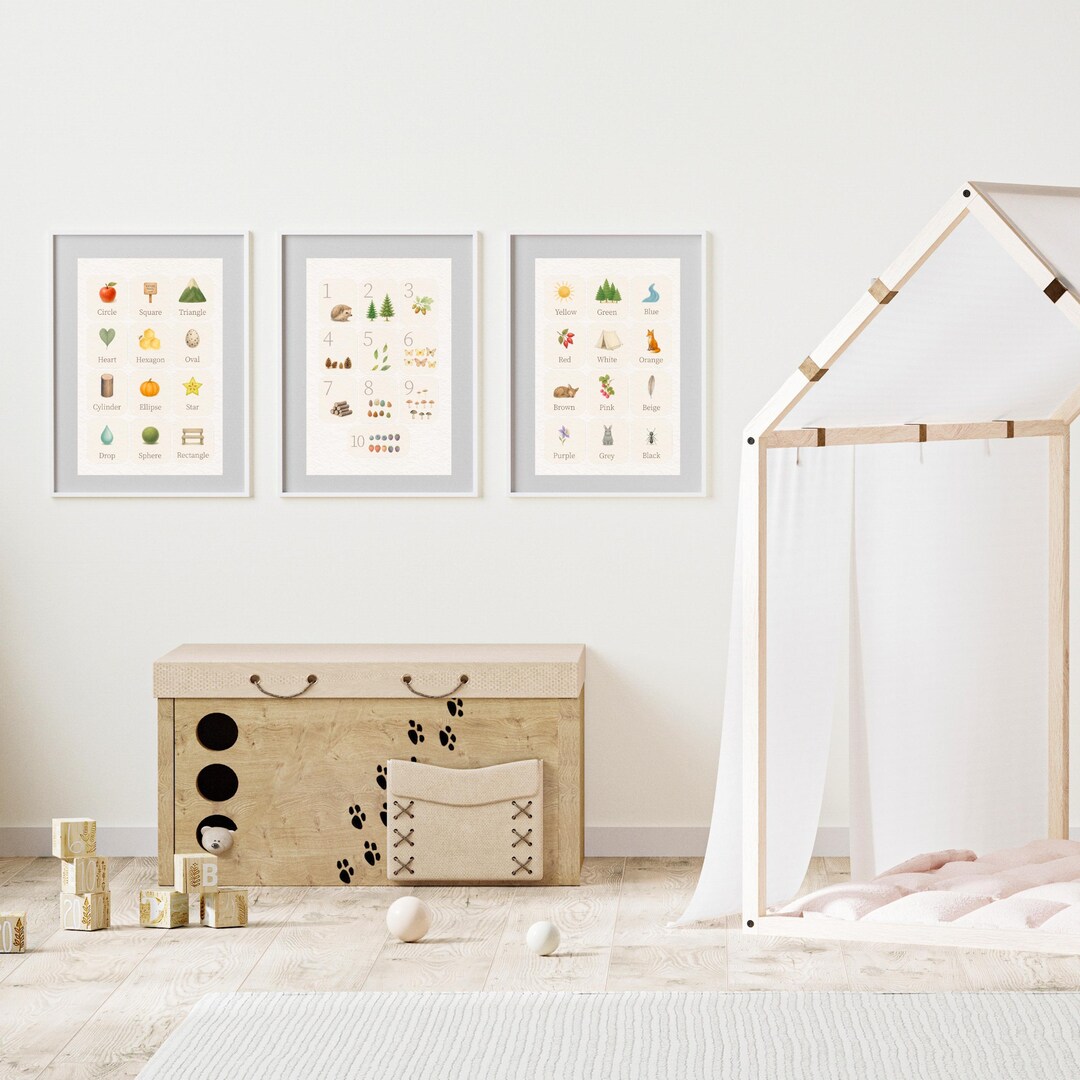 Watercolor Montessori Learning Posters | Numbers, Shapes, Colors ...