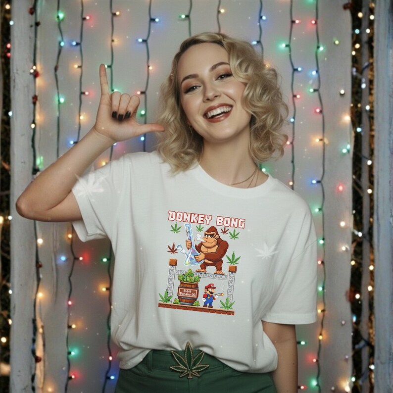 Donkey Bong Pixel Art Tee | Video Game Parody, Cannabis Mushrooms ...