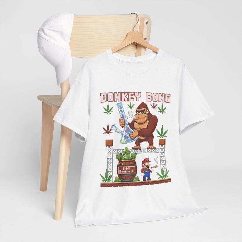 Donkey Bong Pixel Art Tee | Video Game Parody, Cannabis Mushrooms ...