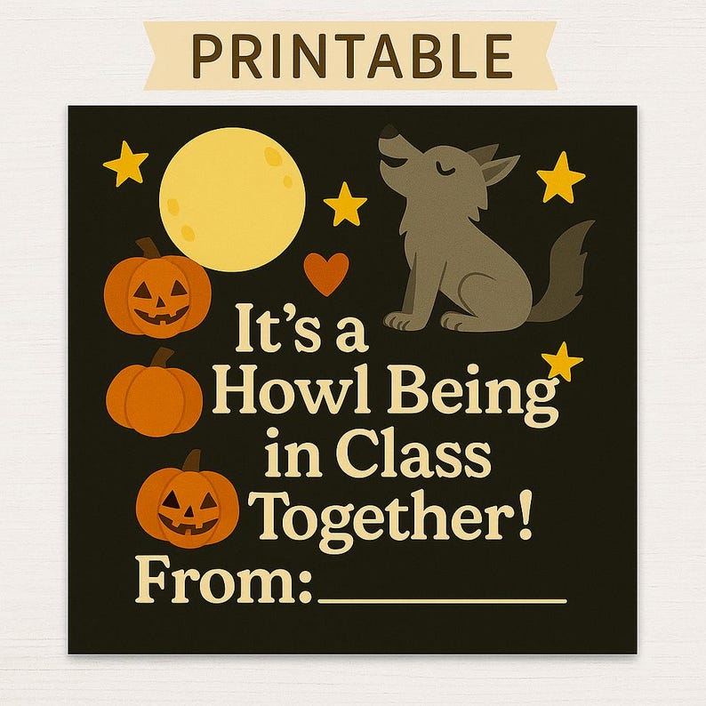 Printable Halloween Gift Tags – “it’s a Howl Being in Class Together ...