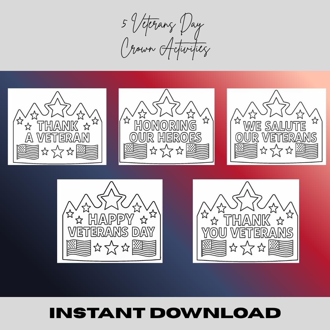 Veterans Day Crowns – 5 Printable Coloring Activities for Kids ...