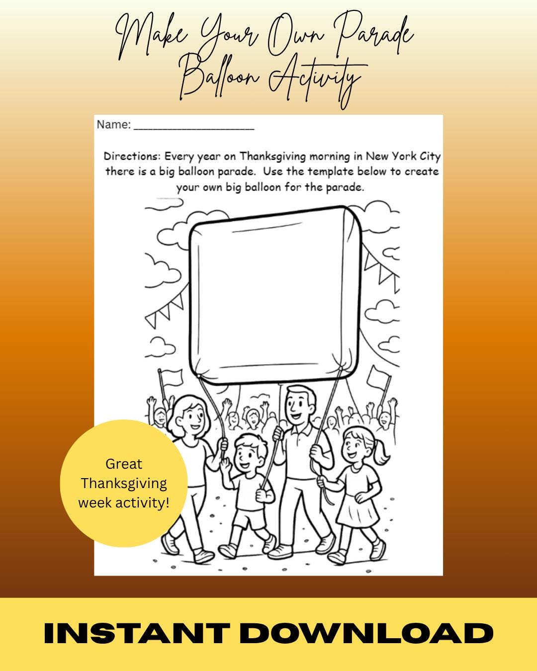 Make Your Own Parade Balloon Activity – Thanksgiving Drawing Worksheet ...
