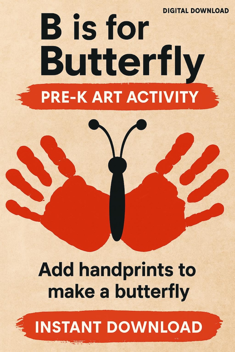 B is for Butterfly Handprint Craft | Alphabet Preschool Activity ...