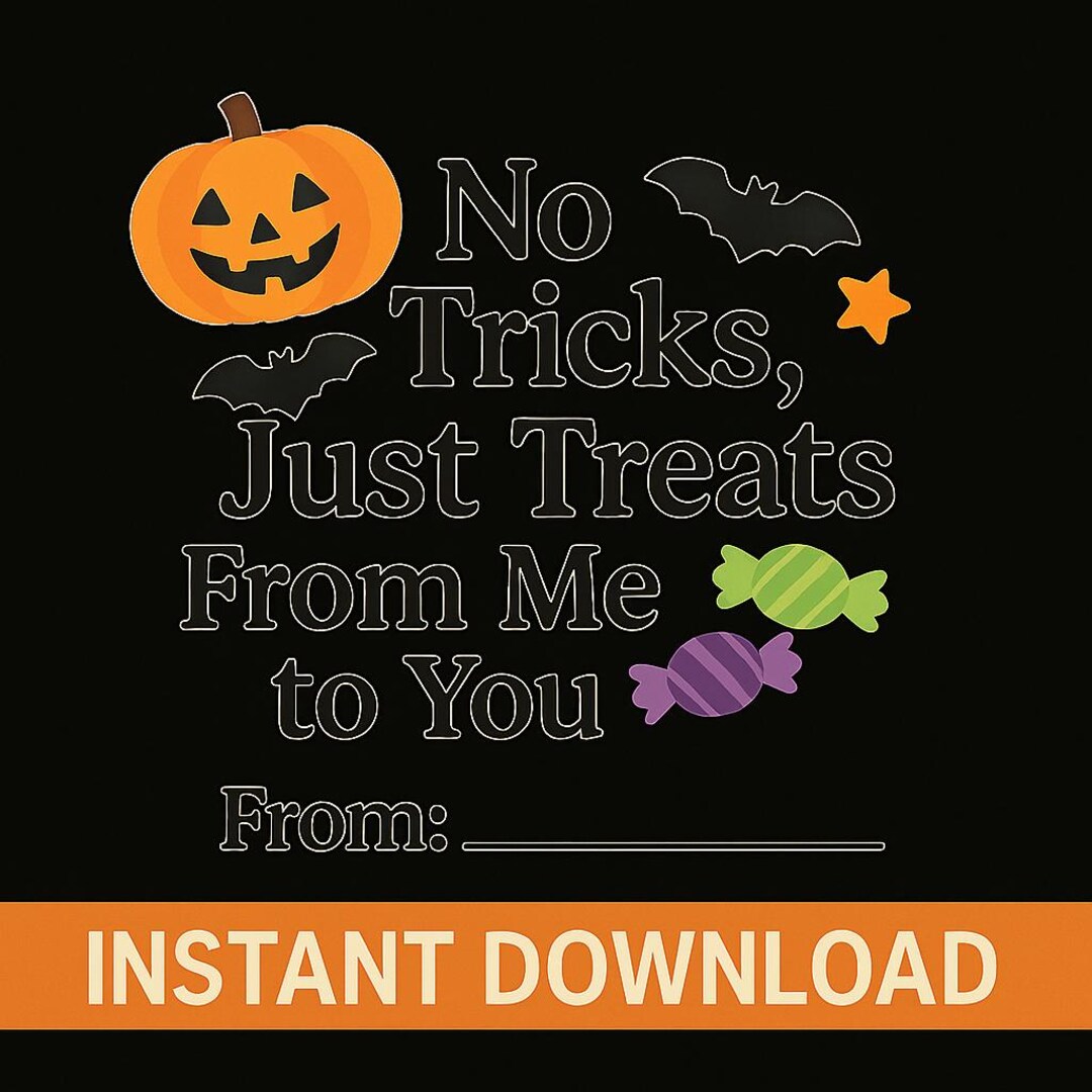 Printable Halloween Gift Tag – “no Tricks, Just Treats From Me to You ...