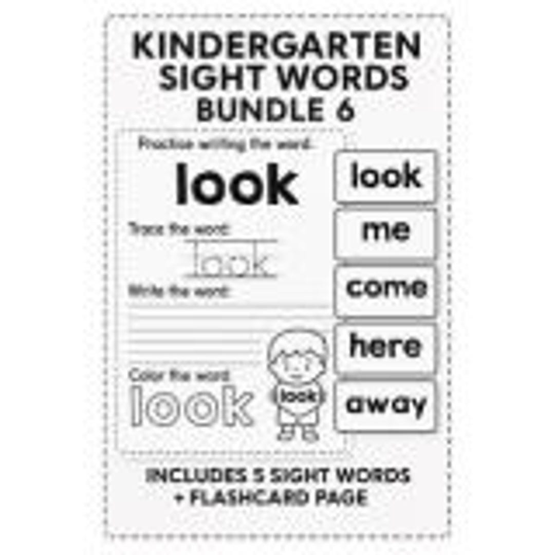 Kindergarten Sight Words Practice Bundle – Set 6 | Instant Download ...
