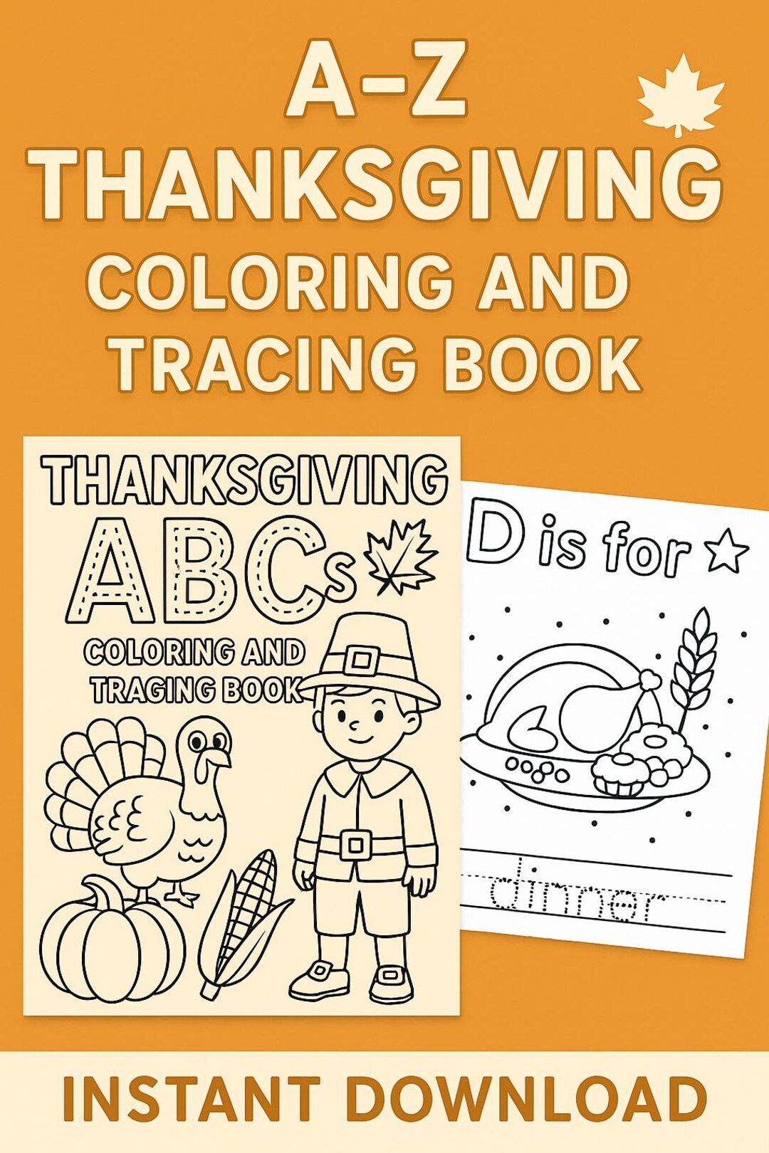 Thanksgiving Alphabet Coloring & Tracing Book | A–Z Fall Learning ...