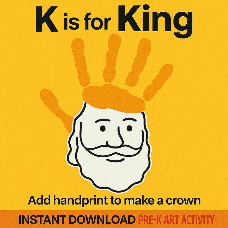 K is for King – Preschool Handprint Art Project | Alphabet Craft ...