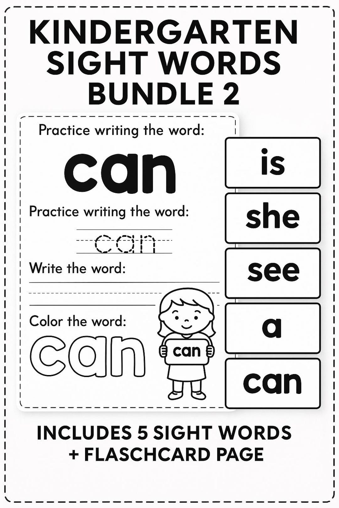 Kindergarten Sight Words Practice Bundle – Set 2 | Instant Download ...