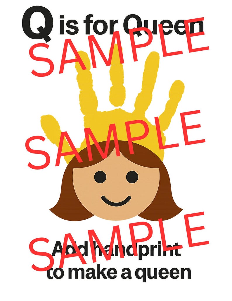 Q is for Queen – Preschool Handprint Art Project | Alphabet Craft ...