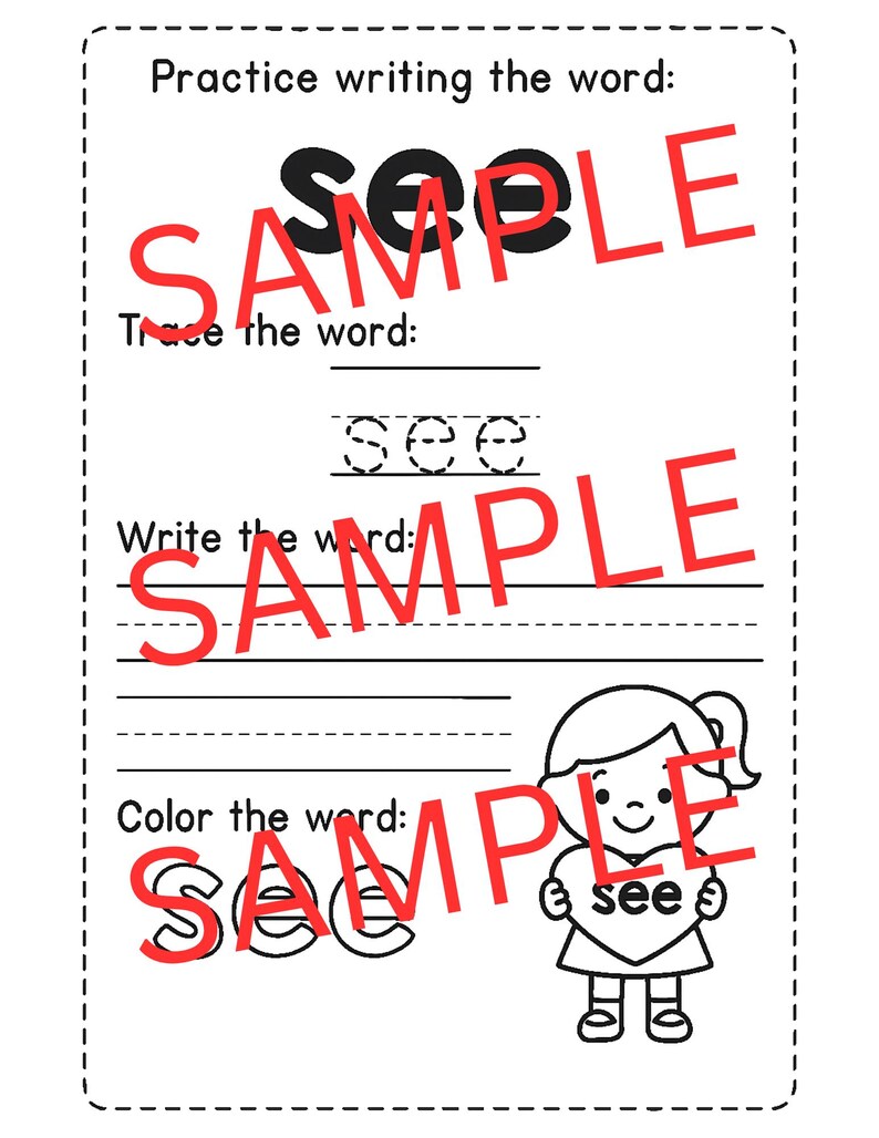 Kindergarten Sight Words Practice Bundle – Set 2 | Instant Download ...