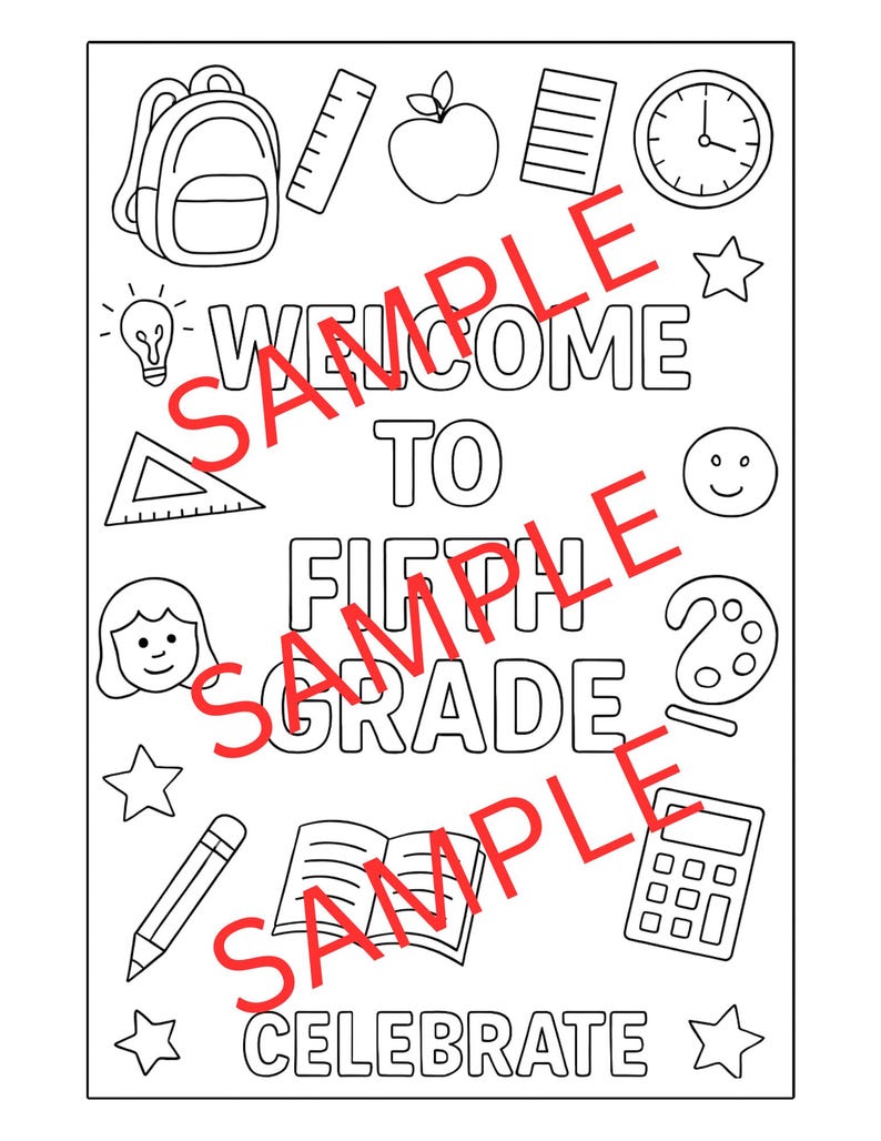 Welcome to Fifth Grade Coloring Page | Back to School Printable | First ...