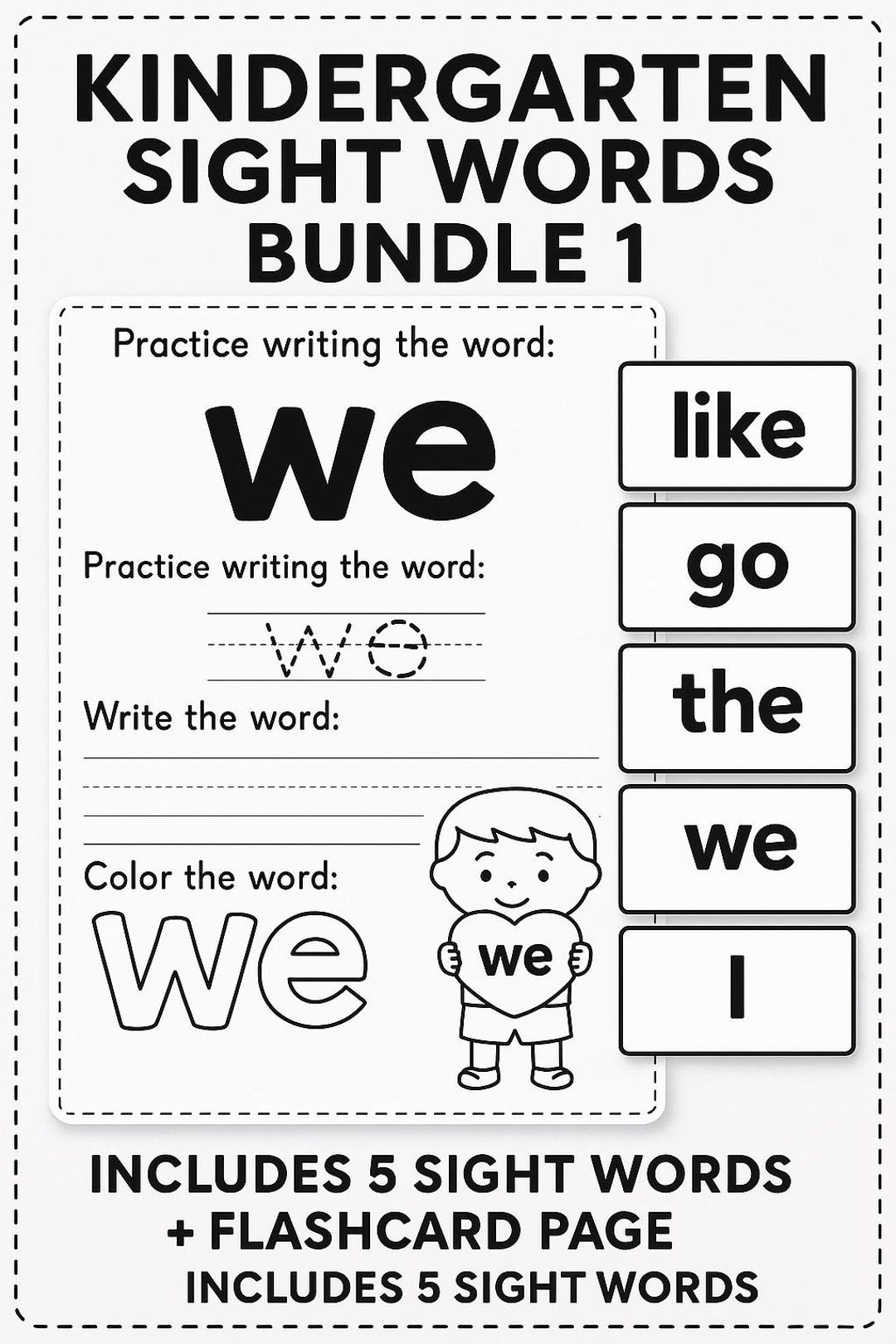 Kindergarten Sight Words Practice Bundle – Set 1 | Instant Download ...