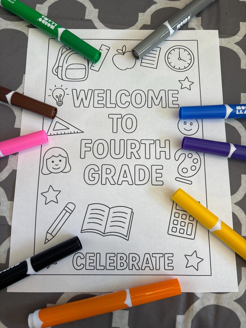 Welcome to Fourth Grade Coloring Page | Back to School Printable ...