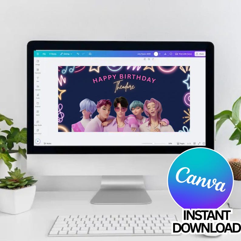 Editable Kpop Demon Hunters Birthday Banner Kpop Saja Boys Banner, Kpop ...
