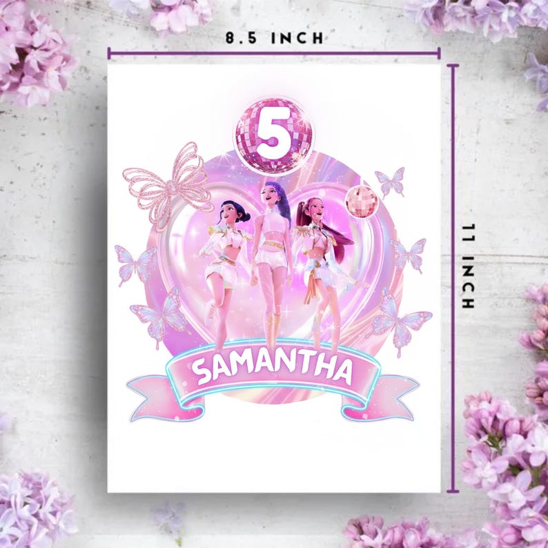 Kpop Demon Hunters Cake Topper Huntrix Editable Canva Template ...