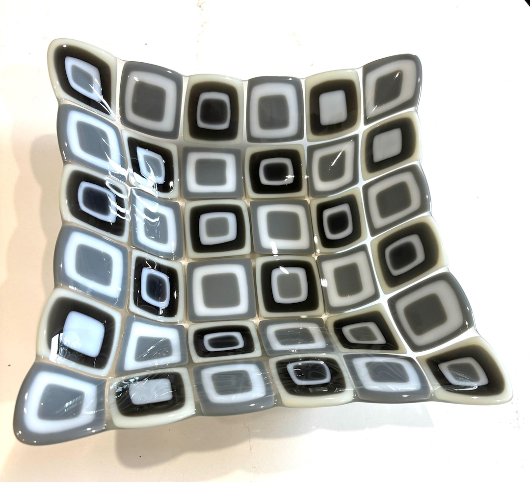 Decorative Centerpiece Square Glass Bowl: 12 Inch Unique Art ...