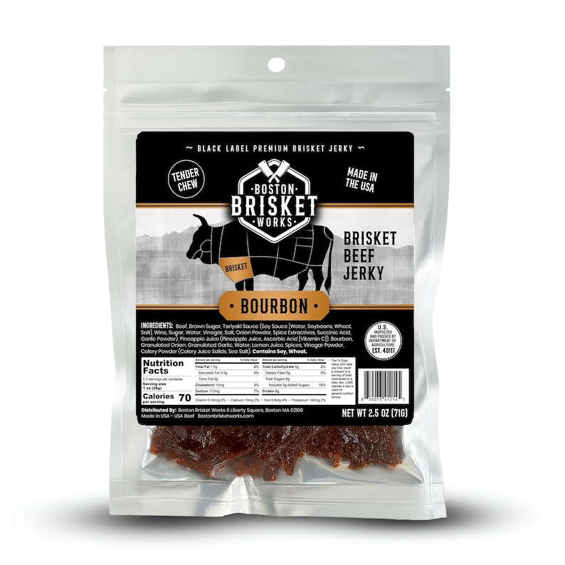 Bourbon Whiskey Beef Brisket Jerky – Gourmet High Protein Snack, Made ...