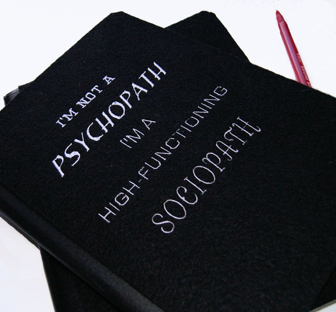 Sherlock Psychopath / Sociopath - Embroidered Blank Journal Notebook ...