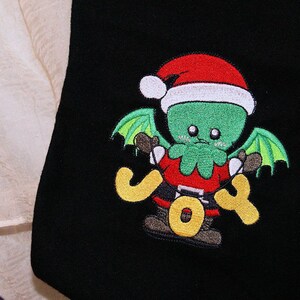 Cthulhu Santa Monster Embroidered Black Yule Christmas Stocking ...