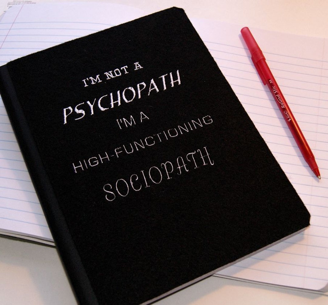 Sherlock Psychopath / Sociopath - Embroidered Blank Journal Notebook ...