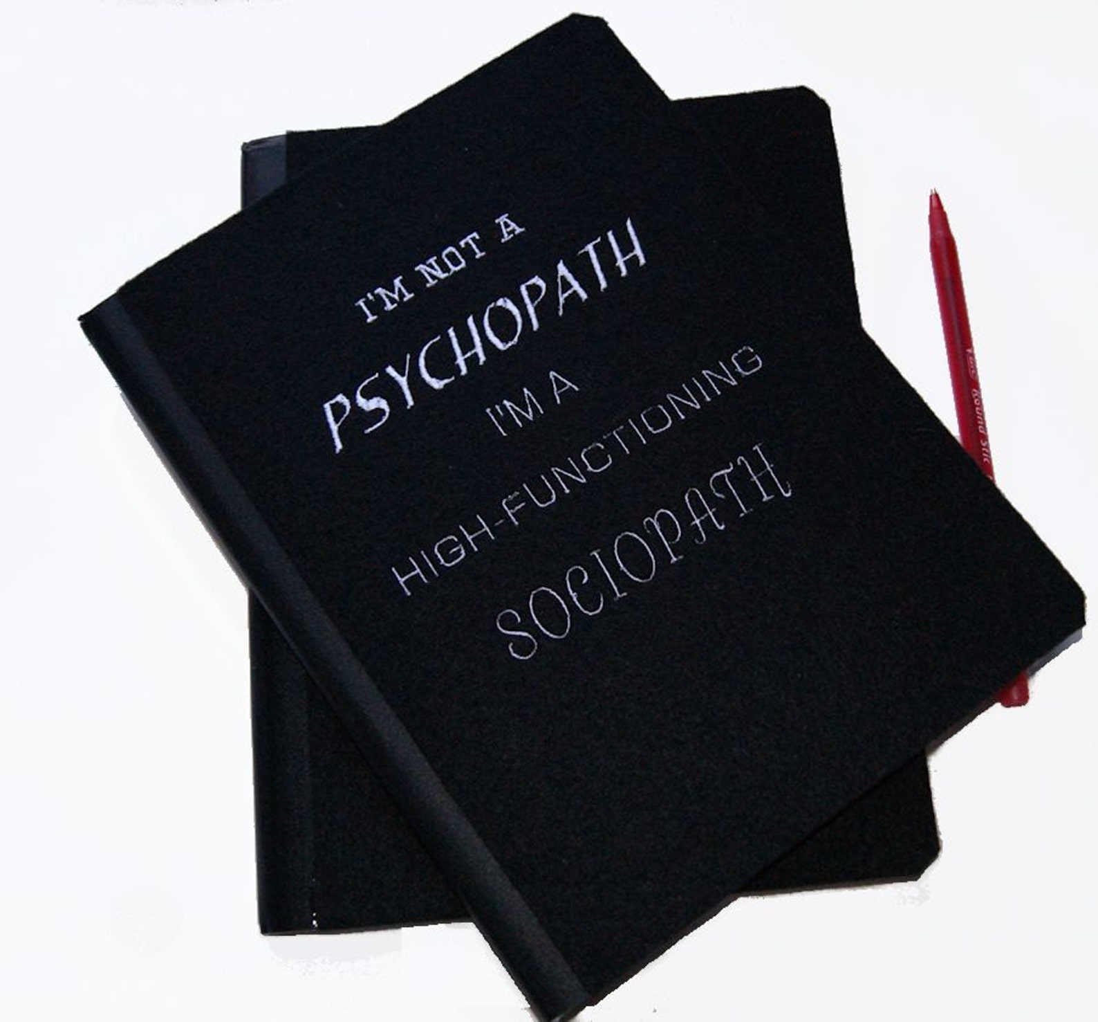 Sherlock Psychopath / Sociopath - Embroidered Blank Journal Notebook ...