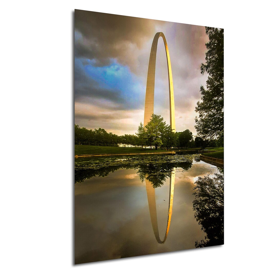 St Louis Arch Photography Print, Sunset Reflection, Missouri Landmark ...