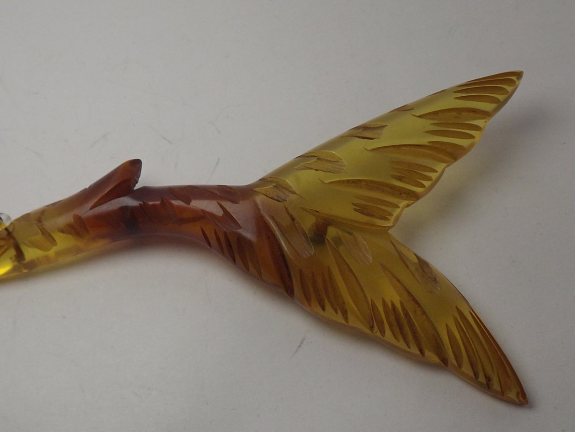 Vintage Rare Bakelite Apple Juice Carved Modernistic Fish Pin Brooch ...
