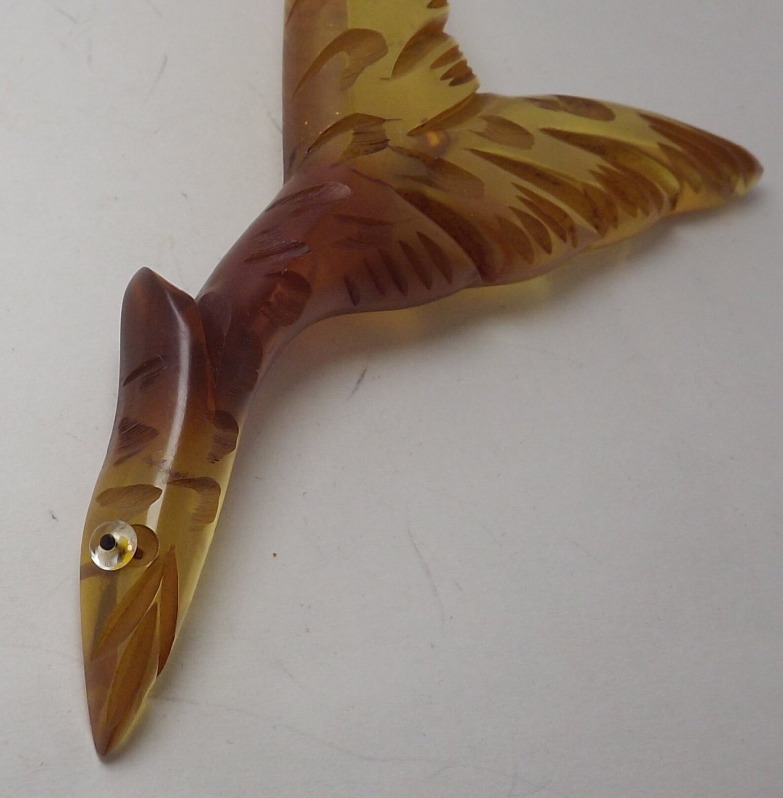 Vintage Rare Bakelite Apple Juice Carved Modernistic Fish Pin Brooch ...