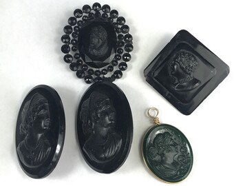 Vintage black cameo | Etsy