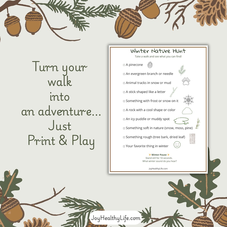 Winter Nature Scavenger Hunt Printable | Kids Outdoor Activity | Nature ...