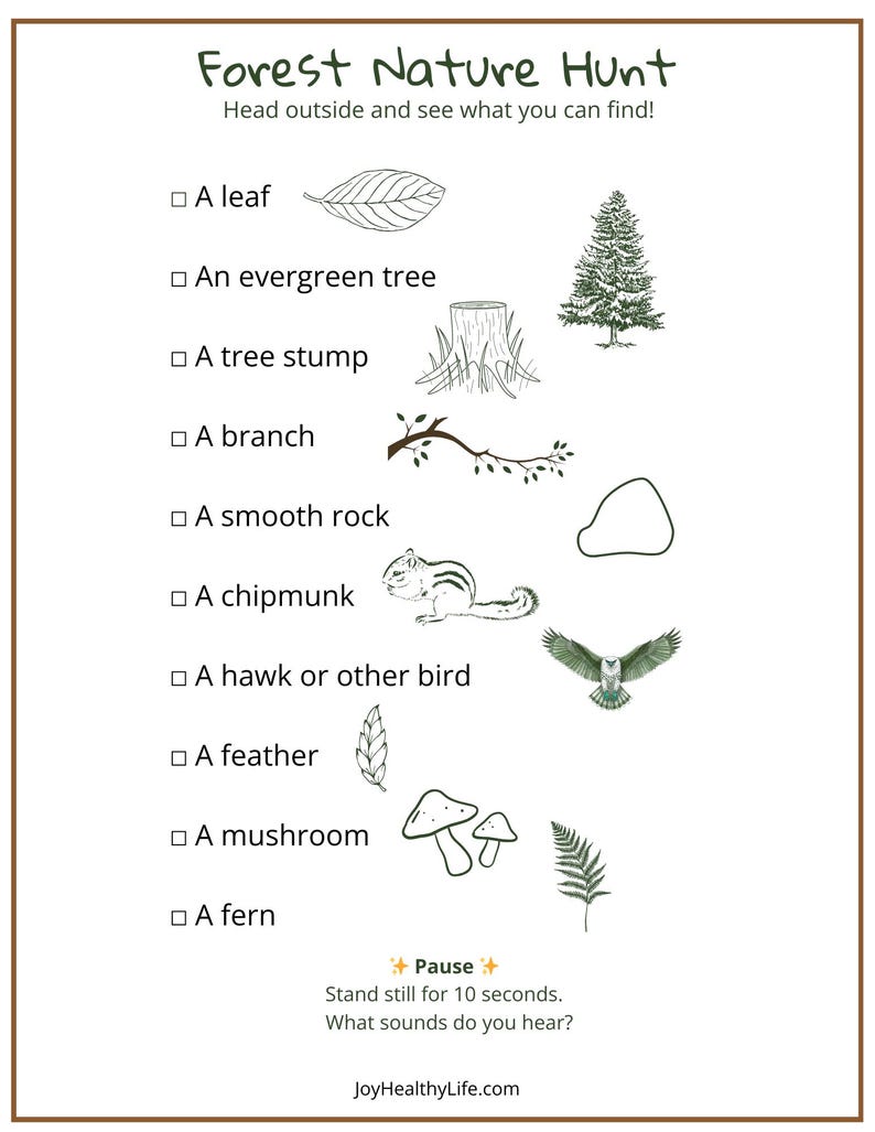 Forest Scavenger Hunt | Nature Activity Sheet for Kids (instant ...