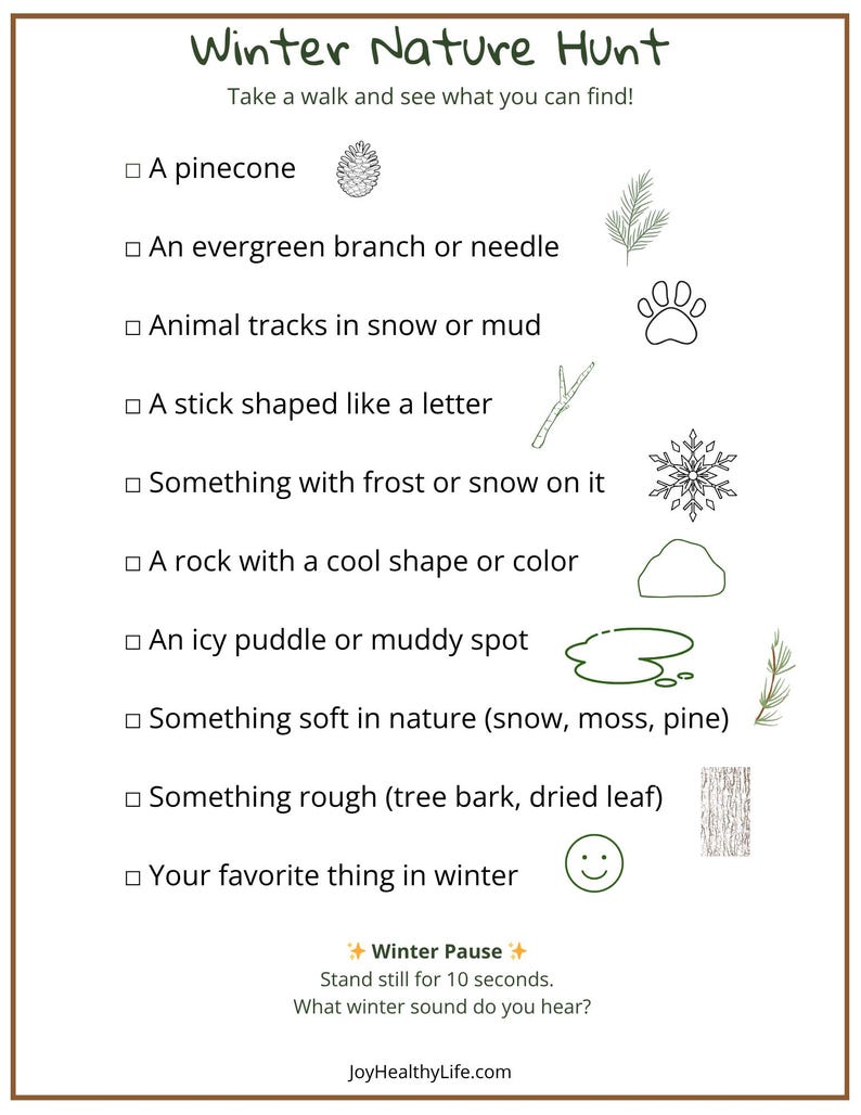 Winter Nature Scavenger Hunt Printable | Kids Outdoor Activity | Nature ...