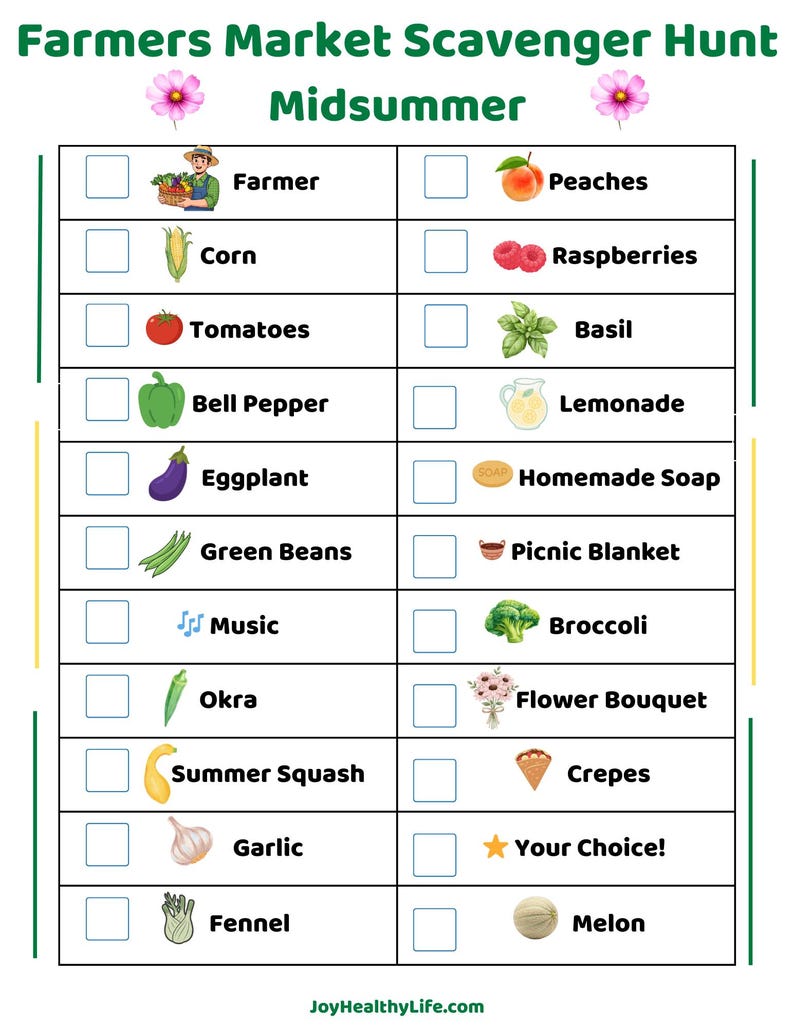 Farmers Market Scavenger Hunt Bundle | Early Summer Midsummer and Late ...